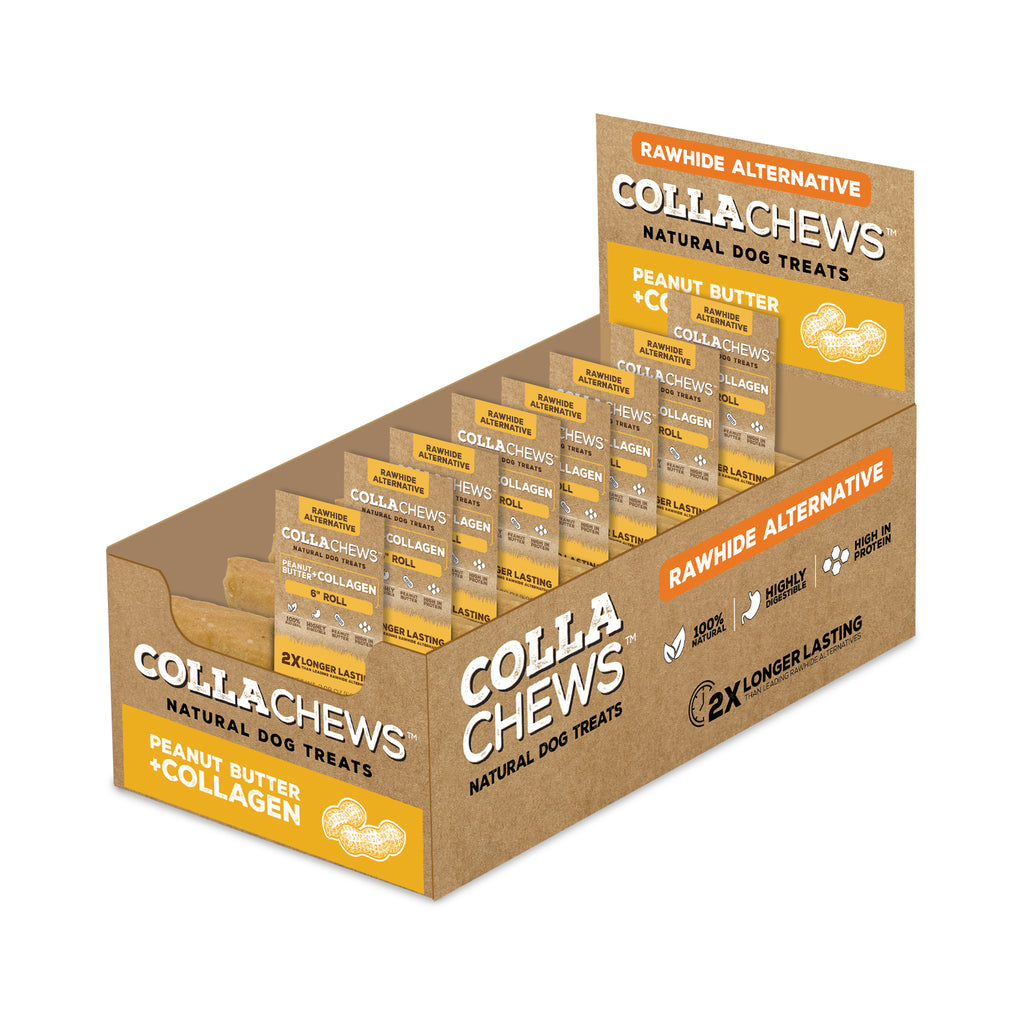 CollaChews 6" Collagen Roll Peanut Butter Flavor - 30 Piece PDQ – Gralen Company