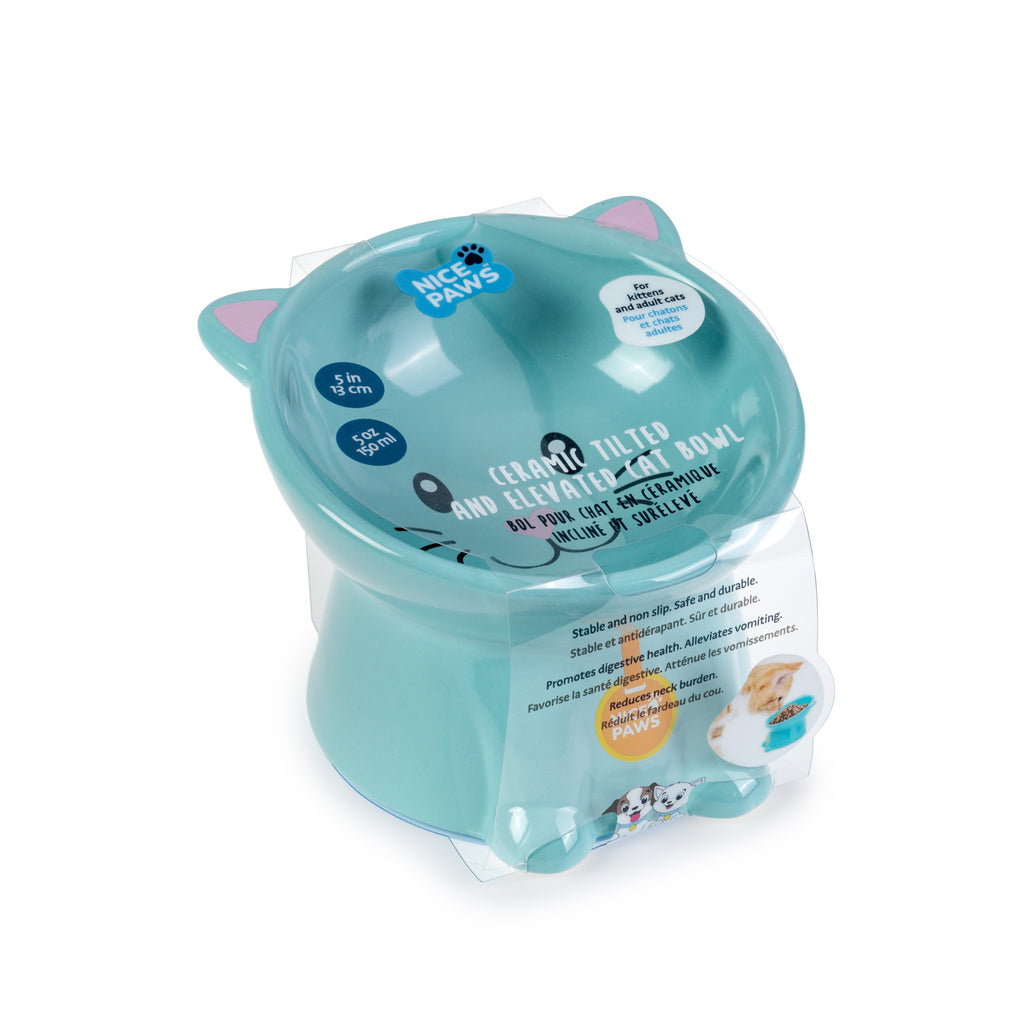 Nice Paws Tilted Cat Bowl Blue – Gralen Company