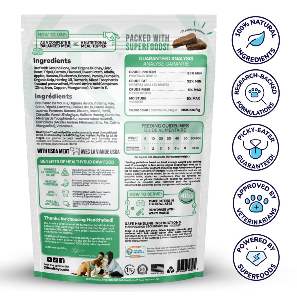Healthybud Freeze-Dried Beef Meal Patties - 14 oz – Gralen Company