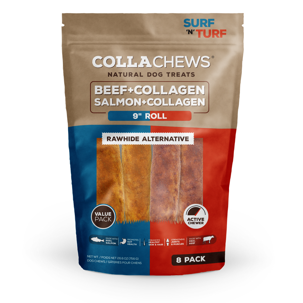 CollaChews 9" Variety Pack, Salmon and Beef - 8 Pack – Gralen Company