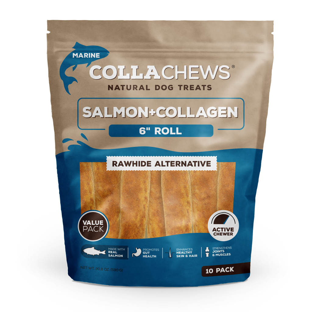 CollaChews 6" Salmon & Collagen Rolls - 10 Pack Bag – Gralen Company