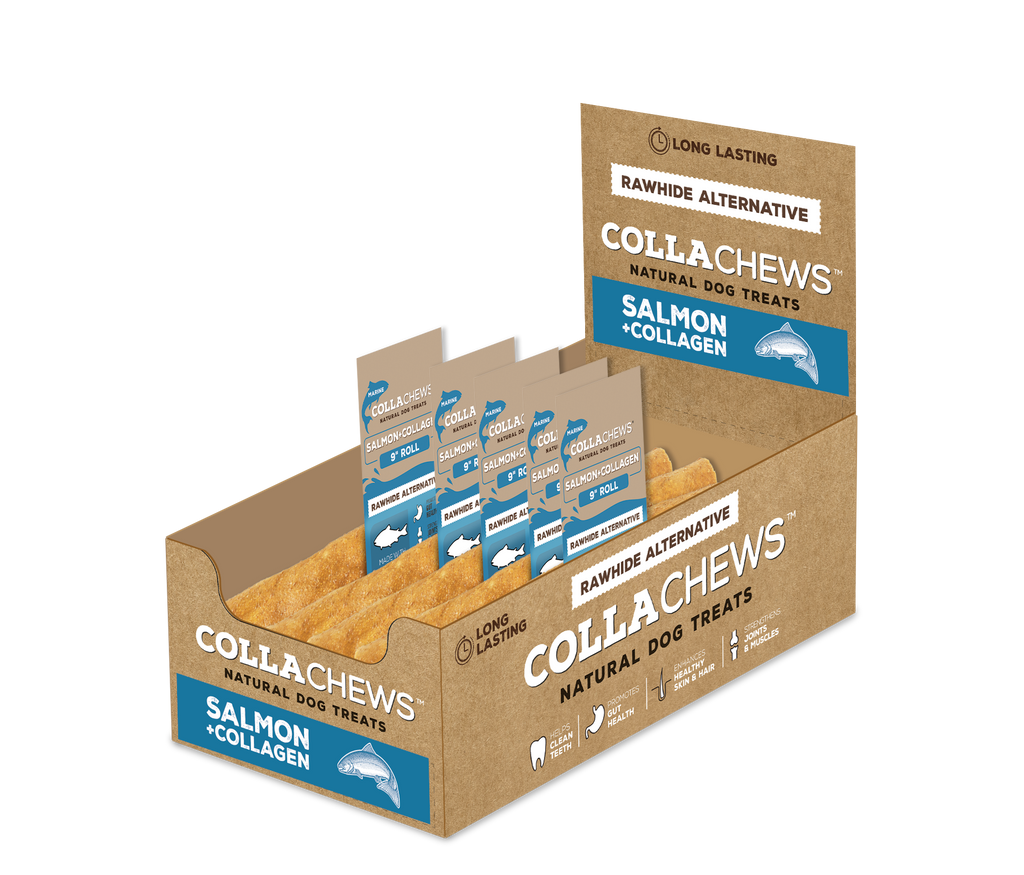 CollaChews 9" Collagen Roll Salmon Flavor - 20 Piece PDQ – Gralen Company