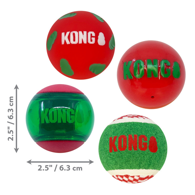 KONG Holiday Occasions Balls 4-pk Md – Gralen Company