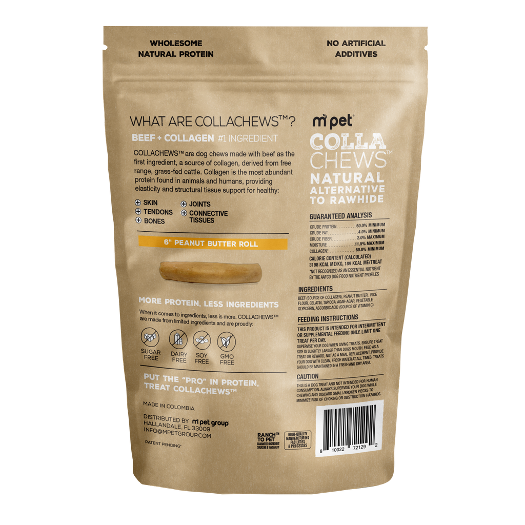 CollaChews 6" Peanut Butter & Collagen Rolls - 4 Pack Bag – Gralen Company