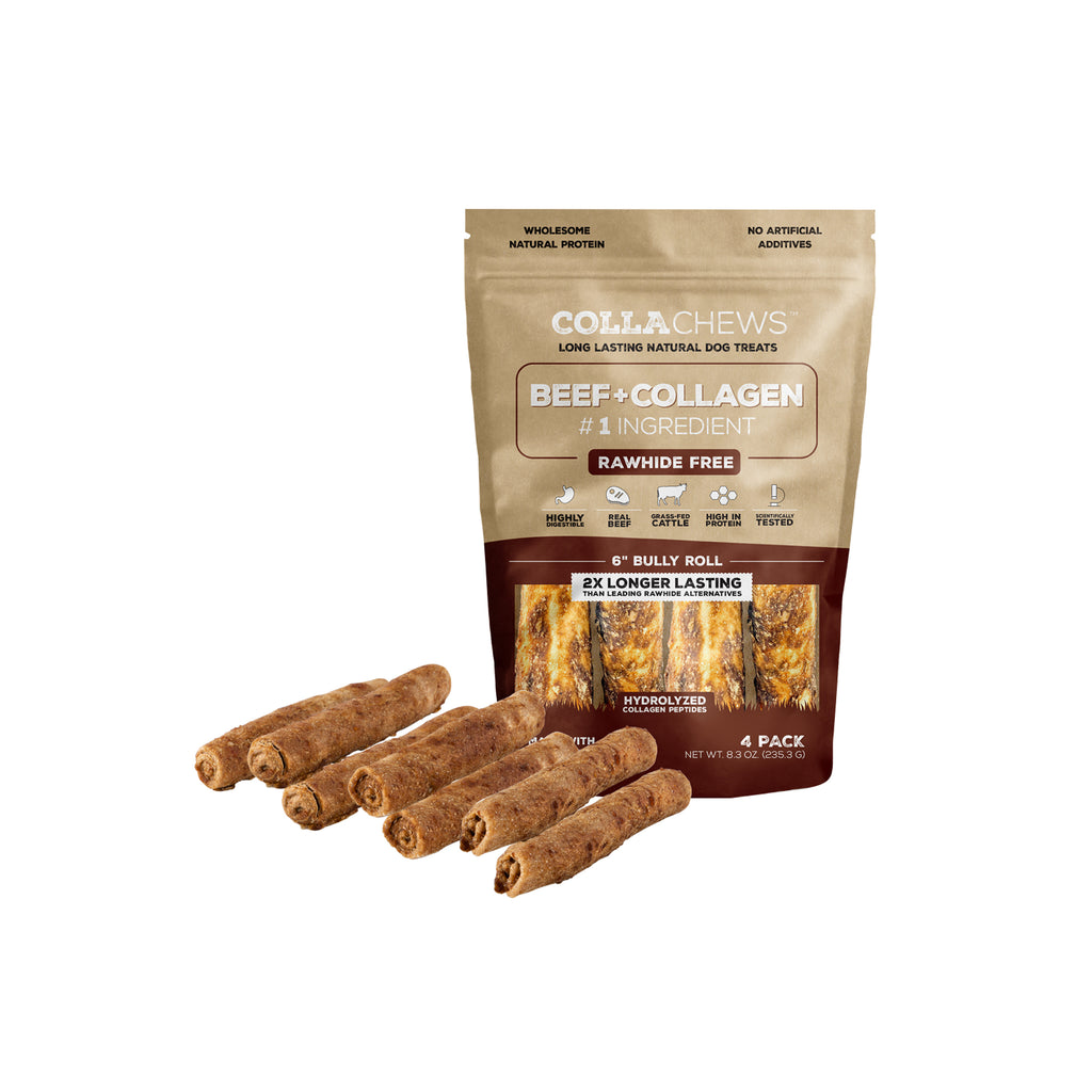CollaChews 6" Bully & Collagen Rolls - 4 Pack Bag – Gralen Company