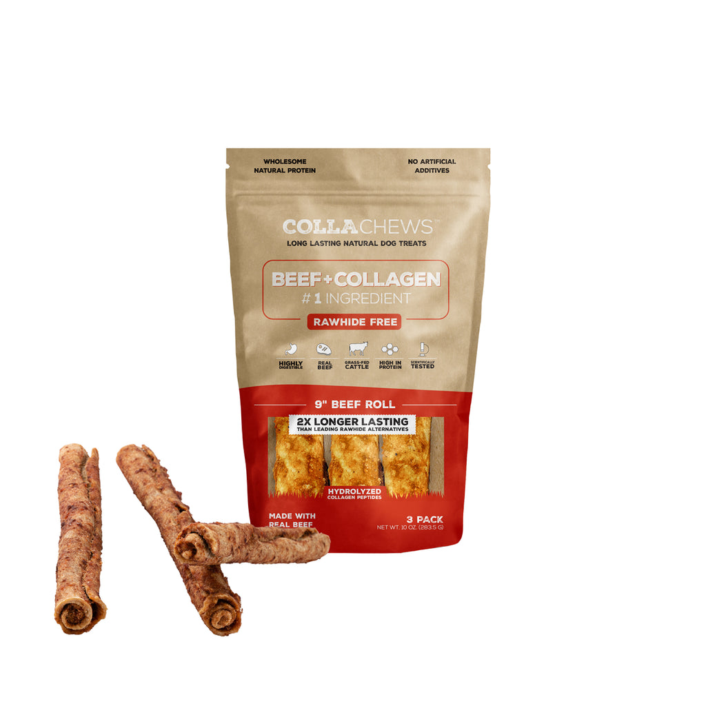 CollaChews 9" Beef & Collagen Rolls - 3 Pack Bag – Gralen Company
