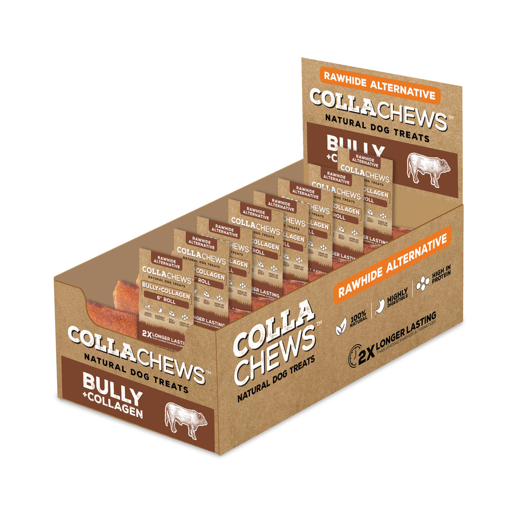 CollaChews 6" Collagen Roll Bully Flavor - 30 Piece PDQ – Gralen Company